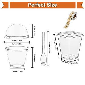 Tisovixo Clear Dessert Cups with Lids and Spoons,100 Pack 7oz 5.4oz Mini Dessert Cups,Parfait Appetizer Cup, Reusable Mini Serving Cups for Party Desserts Halloween Thanksgiving Christmas