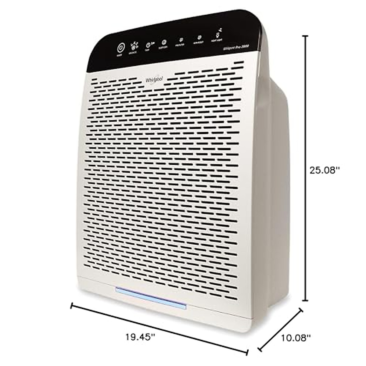 Whirlpool WPPRO2000P Whispure True Hepa Air Purifier, Activated Carbon, 508 Sq Ft, Smart Auto Mode, Ideal for Allergies, Odors, Pet Dander, Mold, Smoke, Wildfire, Germs - Pearl White