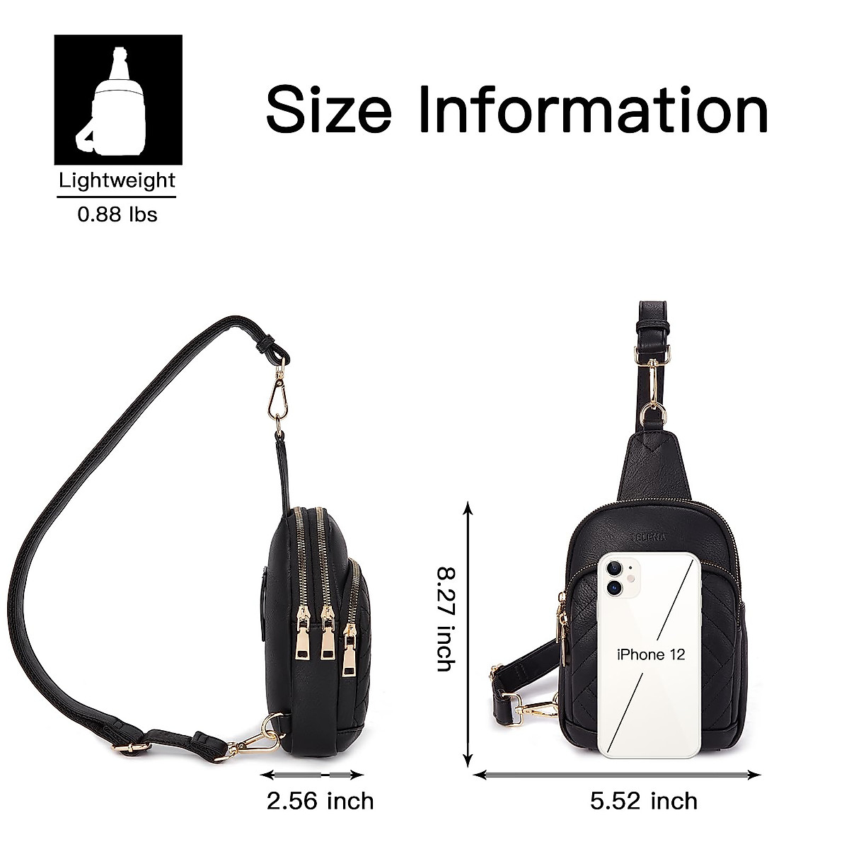 Telena Sling Bag for Women Crossbody Bags Fanny Packs for Women Cross Body Waist Pack with Detachable Strap Black