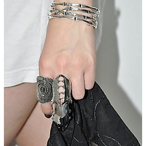 DEBOTTY Punk Finger Claws Rings Set for Women Men Gold Black Silver Bronze Knuckle Full Finger Ring Punk Gothic Ring (4pcs Silver+Black+Gold+Bronze)