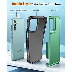 JXVM for Galaxy A13 5G|4G Case: Samsung Galaxy A13 5G|4G Rugged Heavy Duty Military Grade Shockproof Protective Cell Phone Cases - Tough Durable Dual Layer Drop Proof Protection Cover (Alpine Green)