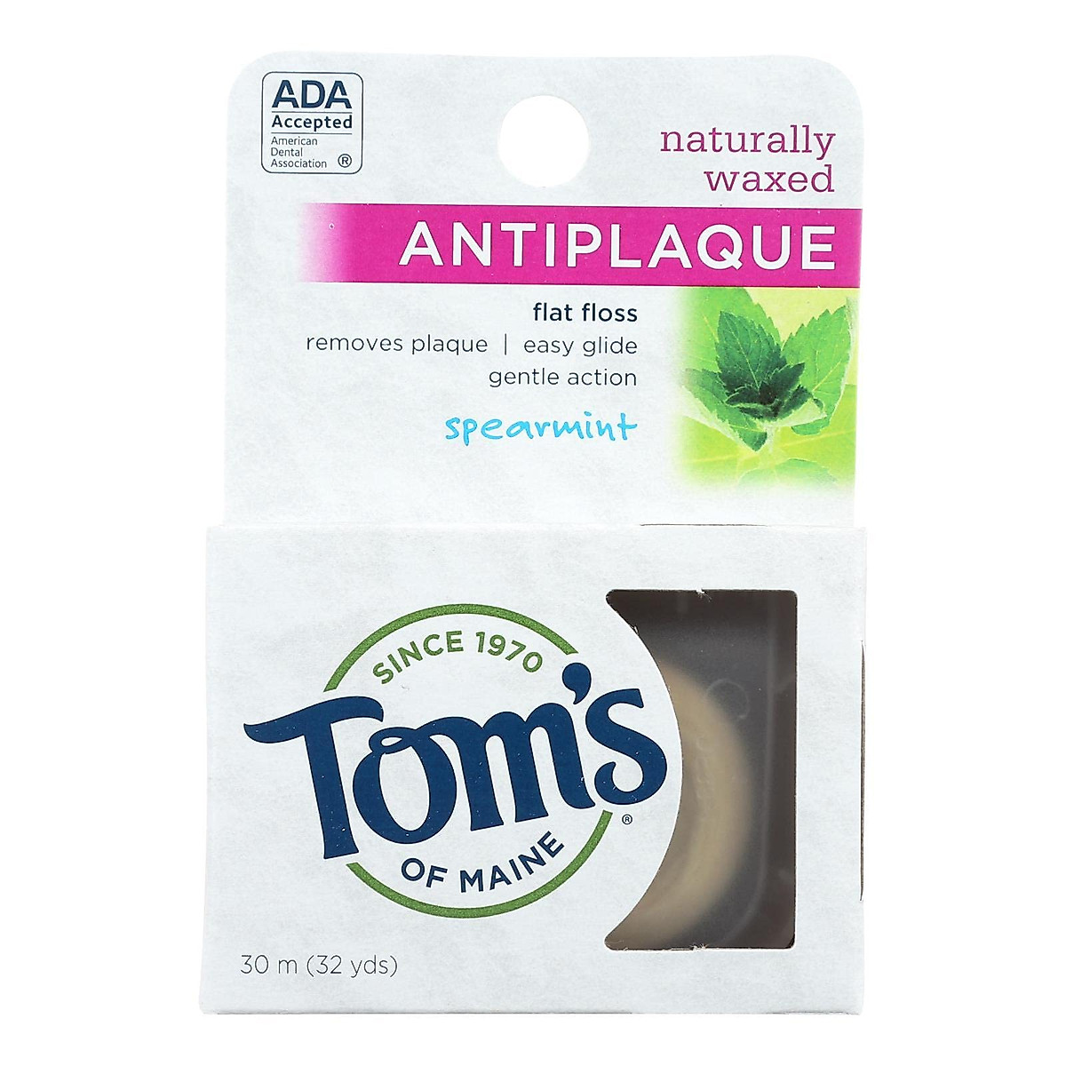 Toms of Maine Natural Spearmint Antiplaque Flat Dental Floss, 32 Yard - 6 per case.6