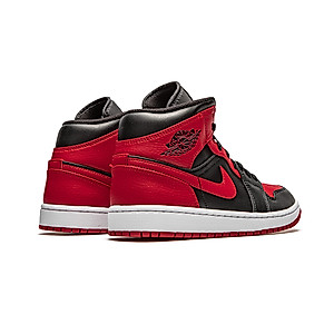 Nike Women's WMNS Air Jordan 1 Mid Trainers, Black Gym Red White, 15 Men