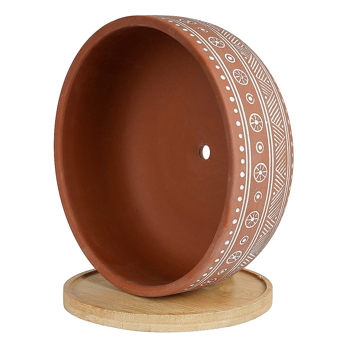 Thirtypot Terracotta Succulent Planter Pot with Drainage Hole, Large Round Shallow Bonsai Pot for Indoor Plants