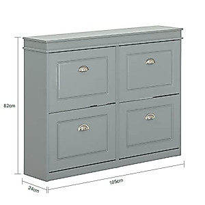 Haotian Grey Shoe Cabinet and Shoe Bench