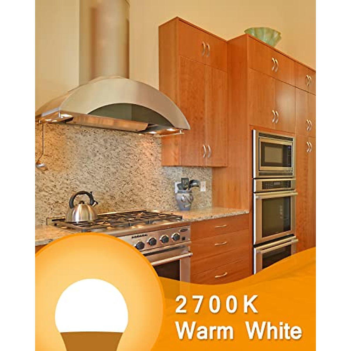 Warm White A15 Appliance Light Bulb, 40W Equivalent, 120V, 2700K, E26 Medium Base, LED Light Bulbs for Refrigerator, Fridge, Freezer, Stove Hood, Range Hood, Waterproof, Shatterproof, Not Dimmable