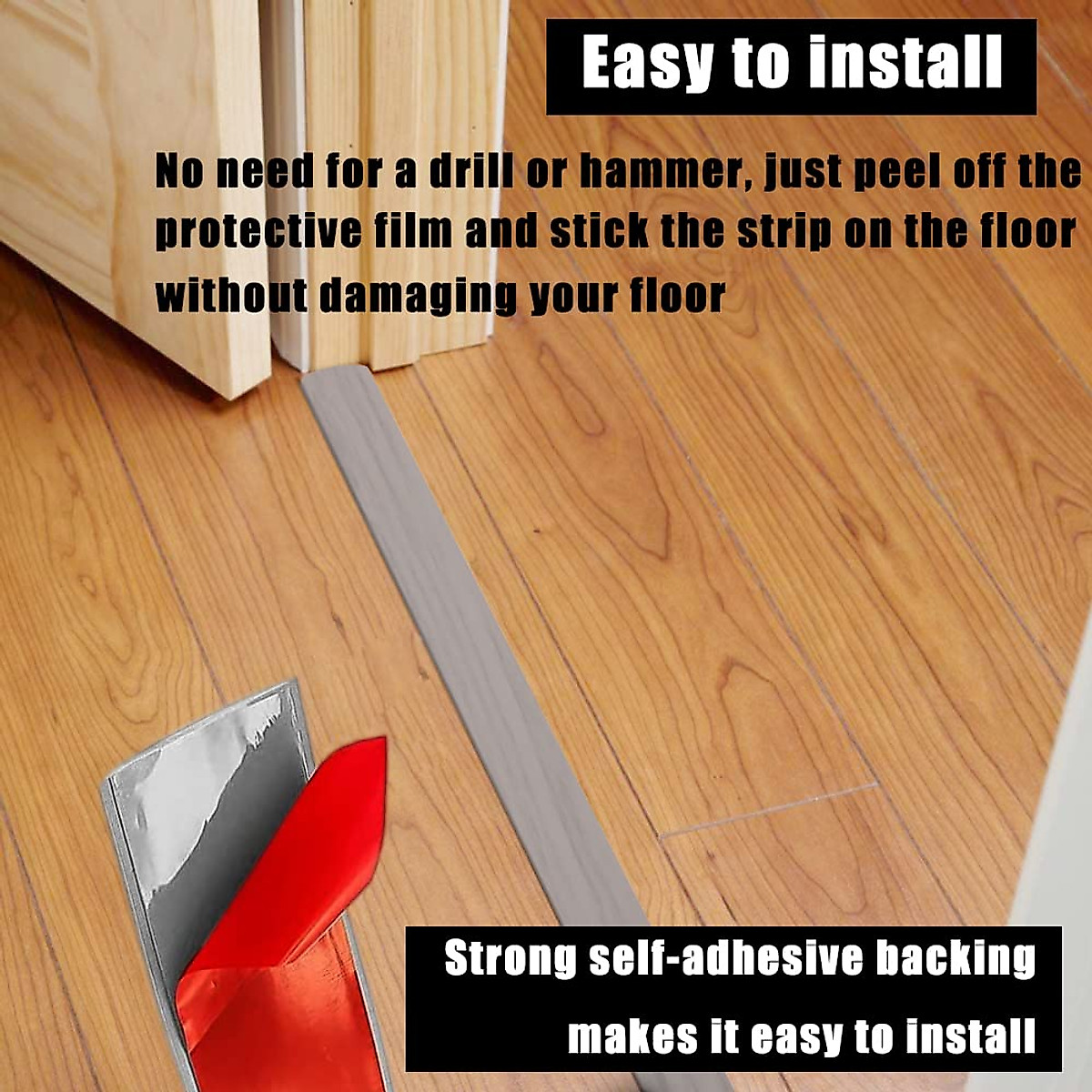 6.56 ft Floor Divider Strip Self Adhesive 2 inch Wide Floor Threshold Strip Vinyl Floor Edge Trim Floor Gap Covering Connecting Strip (Ash Wood Grain)