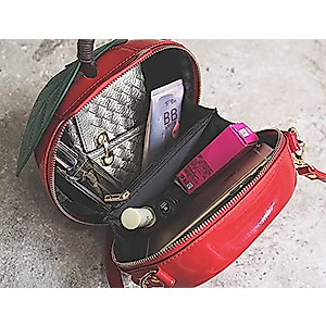 123Arts Fashion Apple Shape PU Leather Handbag Cartoon Shoulder Bags Purse - Red / Green, 191910cm