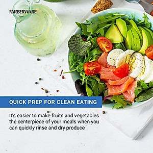 Farberware Easy to use pro Pump Spinner with Bowl, Colander and Built in draining System for Fresh, Crisp, Clean Salad and Produce, Large 6.6 quart, Green