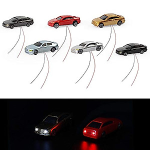 EC150 12pcs 1:150 N Scale Model Lighted Cars (Color Random) with 12V LEDs for Building Layout New
