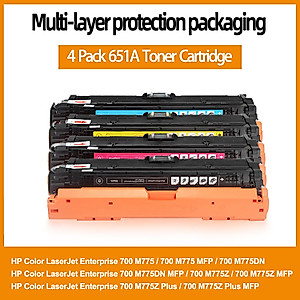 kooway Compatible Toner Cartridge Replacement for HP 651A CE340A CE341A CE342A CE343A for HP Color Laserjet Enterprise 700 M775 M775DN M775Z M775Z Plus MFP Printer (651A 4 Pack)