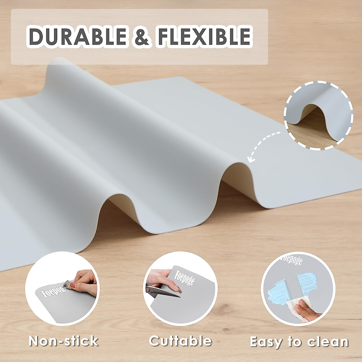 31.5" x 23.6" Extra Large Silicone Mat for Resin Casting, Crafts and Epoxy, Nonstick Silicone Sheet for Jewelry Casting Molds, Countertop Protector Mat Heat Resistant Placemats by Foepoge, Gray