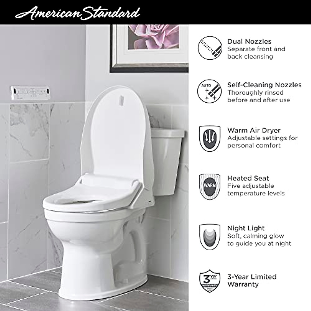 American Standard 8012A60GRC-020 Advanced Clean 2.5 SpaLet Bidet Seat with Remote Control, White