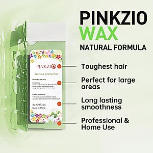 PINKZIO 3 Packs Jasmine Roll On Wax, Hair Removal Wax Cartridge, Body Waxing, 3.52 Oz/Pack