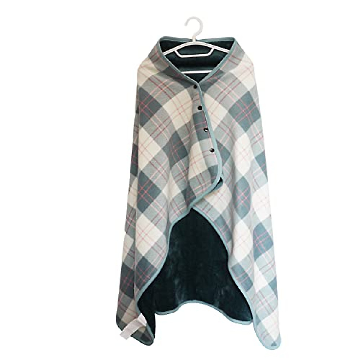 Weavric Light Blue Wearable Blanket, Sleeveless Poncho with Buttons, Bed Throw, Shawl, Cape, Comfy Soft Warm Fleece Plush, Wearing Front and Back