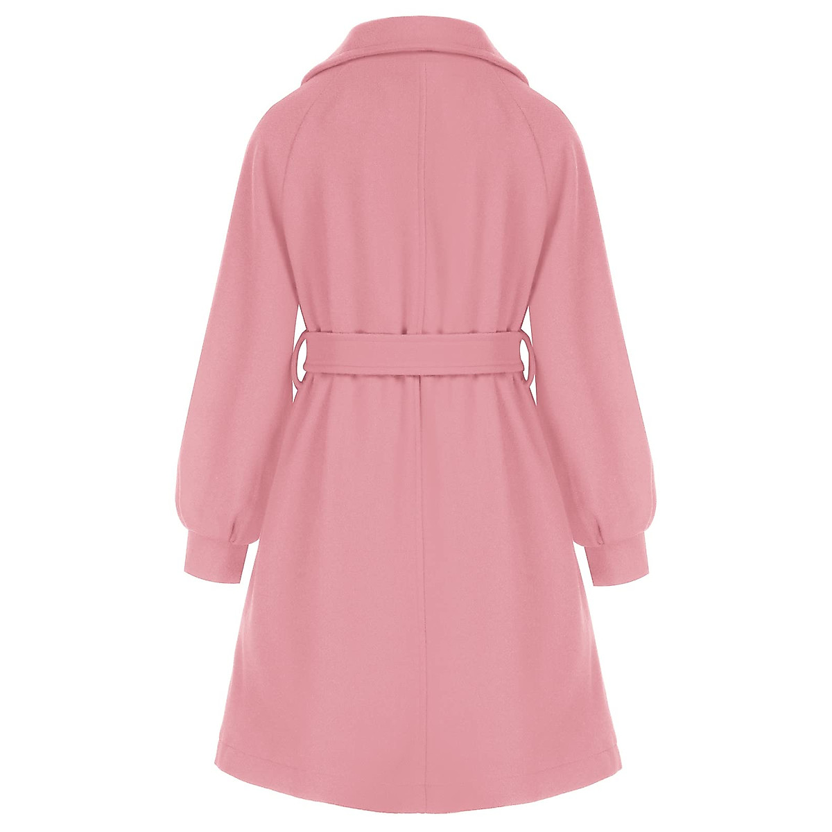 GRACE KARIN Girls Wool Blend Pea Coat Lapel Dress Coat Jackets with Pockets Belt Pink 12Y