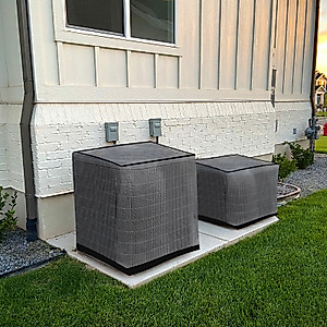 PATIKIL Air Conditioner Cover, 27.5x27.5x31.5 Outdoor AC Unit Mesh Covers Central AC Cover for Outside Unit Protect from Leaves Clogging Branch Cotton, Black