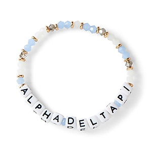 Sorority Shop Alpha Delta Pi Bracelet — Glass Bead Bracelet with ADP Name Beads and 18K Gold Accent Beads, Greek Sorority Jewelry for Big Little Sorority Gifts