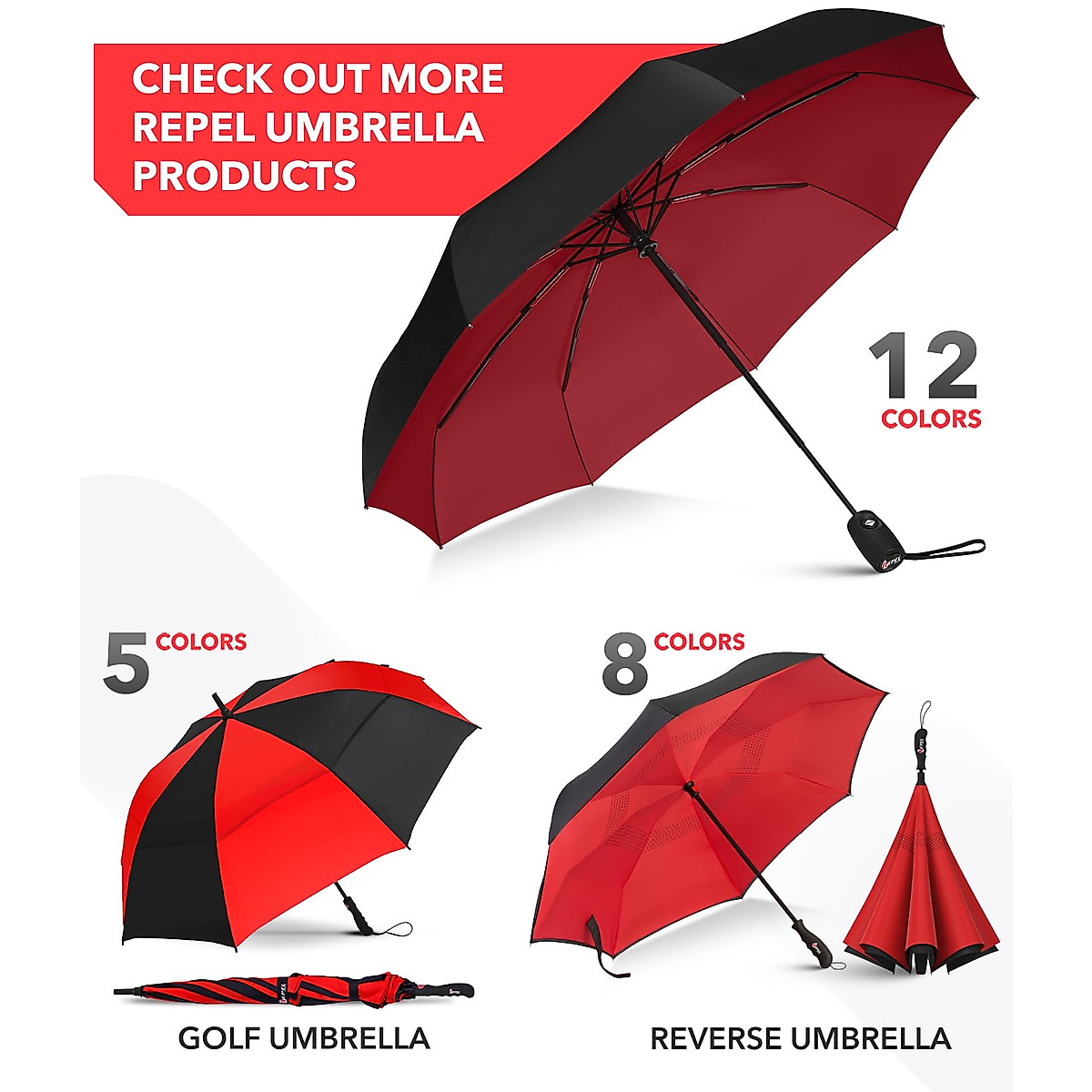 Repel Umbrella Windproof Travel Umbrella - Wind Resistant, Small - Compact, Light, Automatic, Strong Steel Shaft, Mini, Folding and Portable - Backpack, Car, Purse Umbrellas for Rain - Men and Women