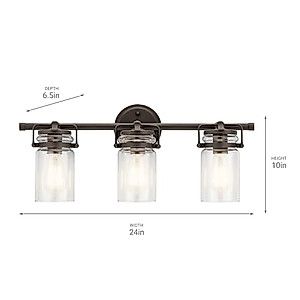 KICHLER Brinley 24" 3 Light Vanity Light with Clear Glass in Olde Bronze®