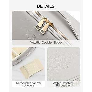 Vlando Travel Makeup Cosmetic Case Organizer Portable Storage Bag with Adjustable Dividers for Cosmetics Makeup brushes, girls, women, friends.（gray）