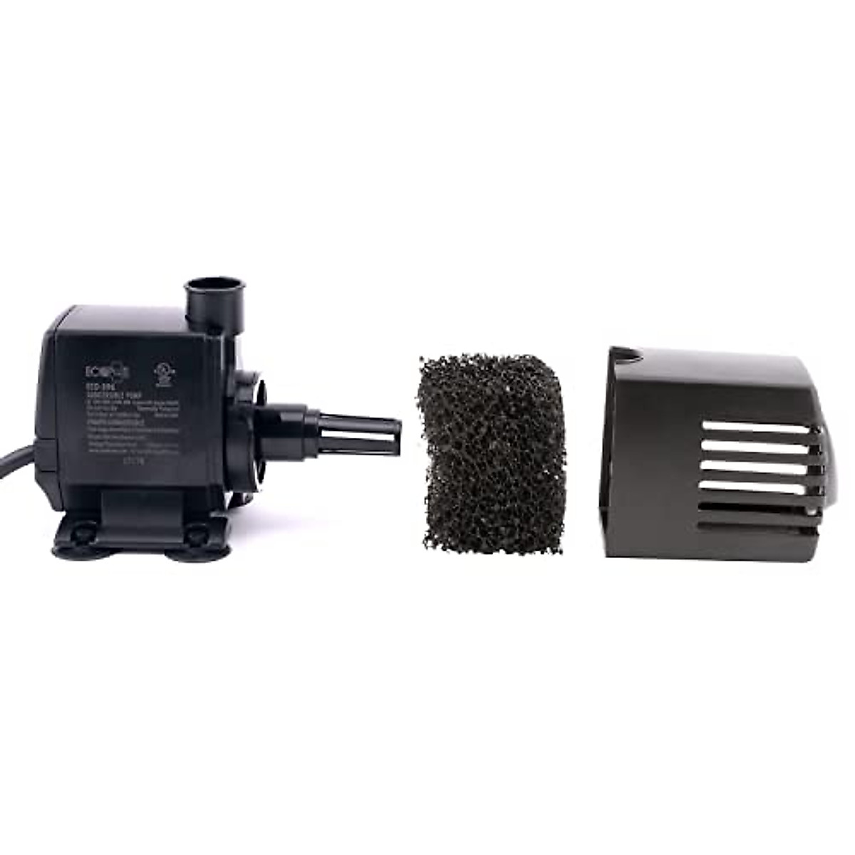 EcoPlus Eco 396 Water Pump Fixed Flow Submersible Or Inline For Aquariums, Ponds, Fountains & Hydroponics - UL Listed, 396 GPH, Black