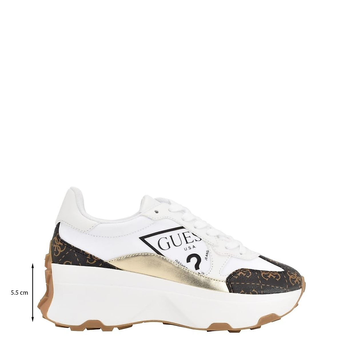 Guess Women's CALEBB Sneaker, White/Brown 145, 10