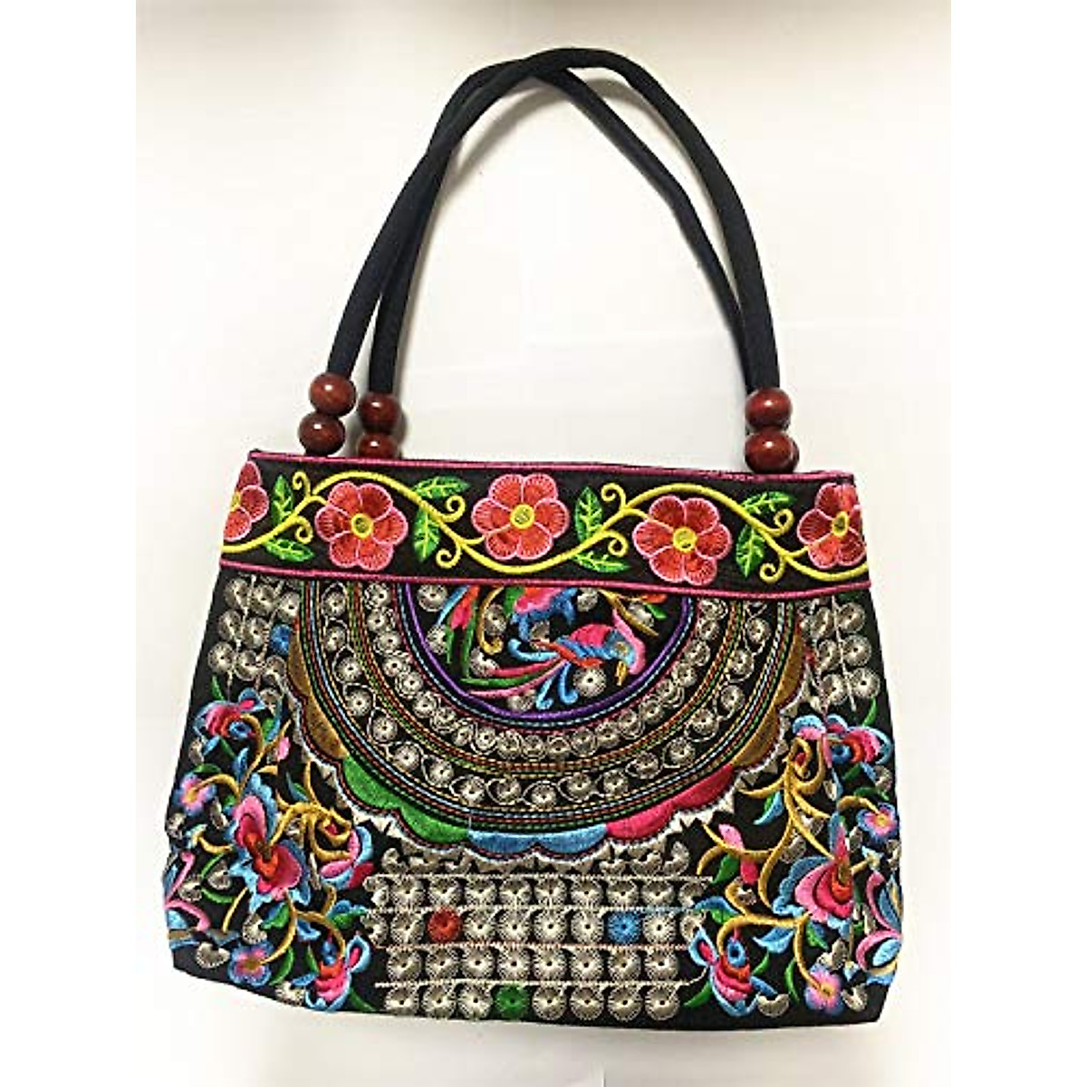 Serstone Embroidery Handbag Boho Ethnic Bag Travel Totes Beach Bag(Money-spinners)