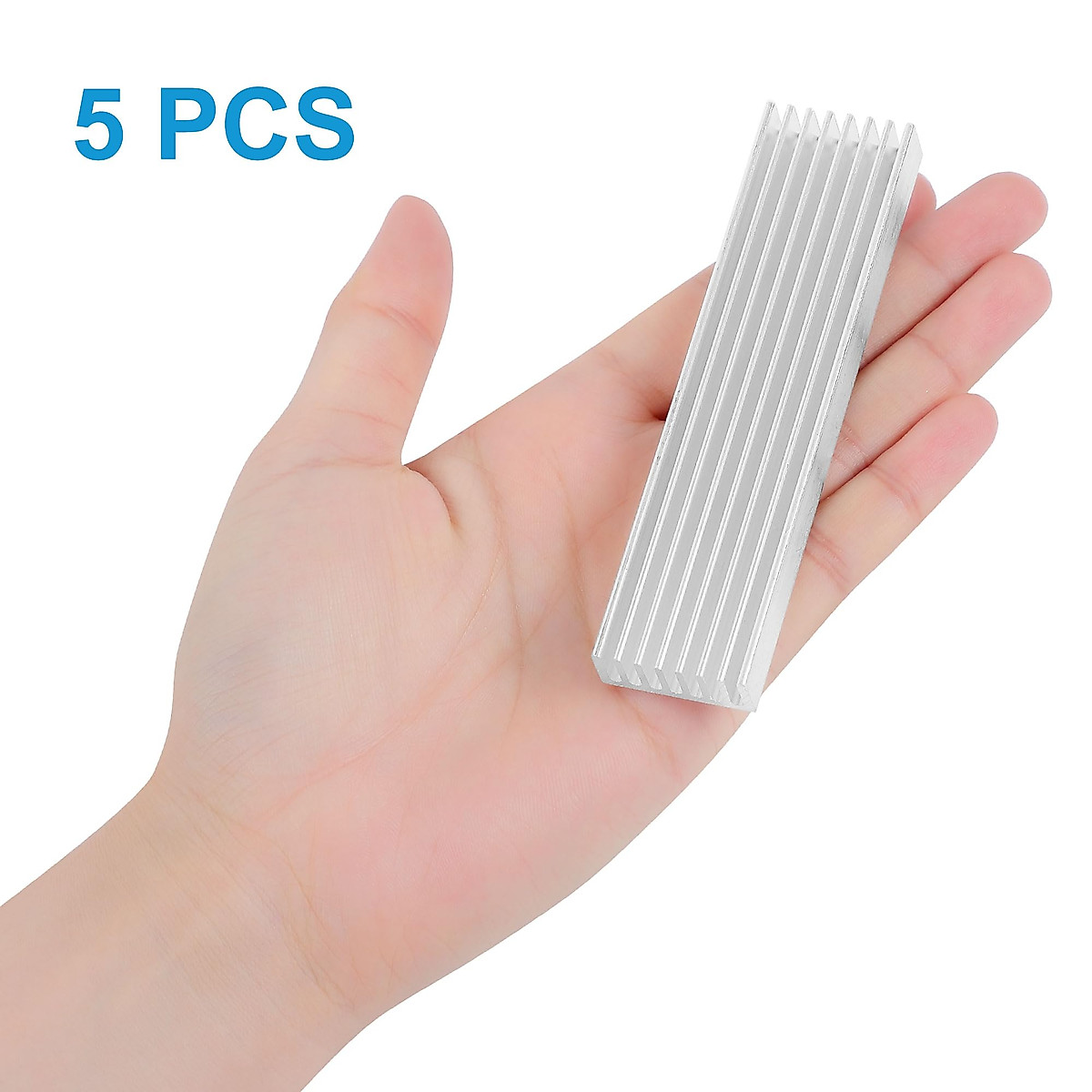 uxcell 5 Pcs Aluminum Heat Sink, Silver Tone Aluminium Radiator Heatsink Cooling Fins Cooler for Led Amplifier Transistor IC Module, 100x25x10mm/4 x1 x0.4