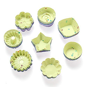 40PCS Silicone Cupcake Baking Cups Set Silicone Baking Cups For Baking, Including 8 Shapes Silicone Muffin Cups Cupcake Molds (Round, Square, Star, Sunflower, Rose, Chrysanthemum, Flower, Pumpkin)