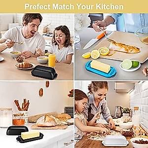 Butter Dish with Lid, Butter Container Holds for Countertop, Unbreakable Butter Keeper for Home Kitchen Decor, Perfect for East/West Coast Butter, BPA-free, Microwave/Dishwasher Safe (Black)