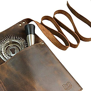 Hide & Drink, Barista Waist Apron, Riveted Pockets, Waitress & Waiter Accessories, Server Shorts, Full Grain Leather, Handmade, Bourbon Brown