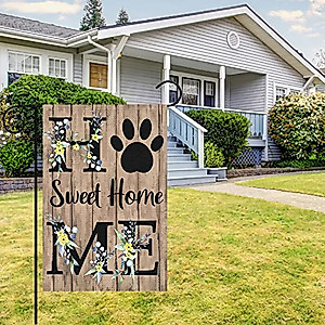 Heyfibro Home Sweet Home Spring Summer Garden Flag 12 x 18 Inch Lawn Flag Double Sided Printed with Pattern Outdoor Yard Welcome Flag Farmhouse Seasonal Outdoor Decoration(ONLY FLAG)