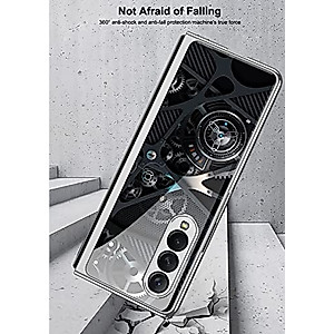 SHIEID Samsung Z Fold 3 Case with Screen Protector, Z Fold 3 Case Ligth Luxury Customization Tempered Glass Phone Case Protective Cover for Samsung Galaxy Z Fold 3 5G, Mechanic