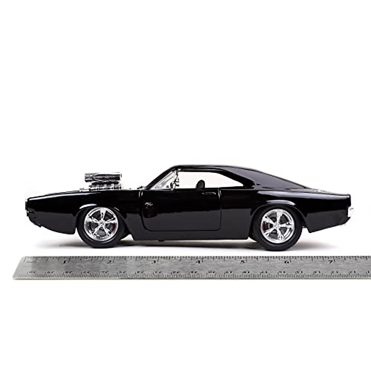 Jada Toys Fast & Furious 1:24 Dom's 1970 Dodge Charger R/T Die-cast Car Bare Metal, Toys for Kids and Adults, Black