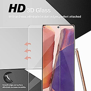 Galaxy Note 20 Tempered Glass Screen Protector + Camera Lens Protector [ 2 + 2 Pack ] [Compatible Fingerprint] [Anti-Scratch] [Case Friendly] Clear HD Protective Film for Samsung Galaxy Note 20