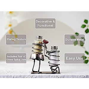 WDLFCGC Funny Salt And Pepper Shakers Set Novelty - Two Glass Shakers With Lids, Rose Lovers Holder Caddy For Spices And Seasonings, For Kitchen, Dining Or Table Decor (rose lovers)