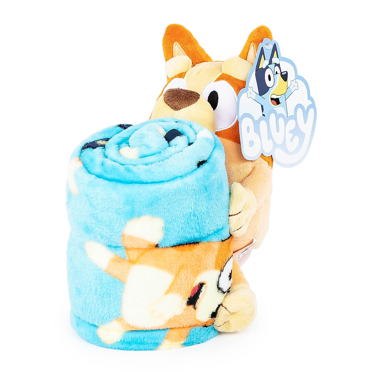 Jay Franco Bingo Plush Mini Pillow Buddy & 40 x 50 Inch Travel Throw Set - Kids Super Soft 2 Piece Bluey Blanket Set