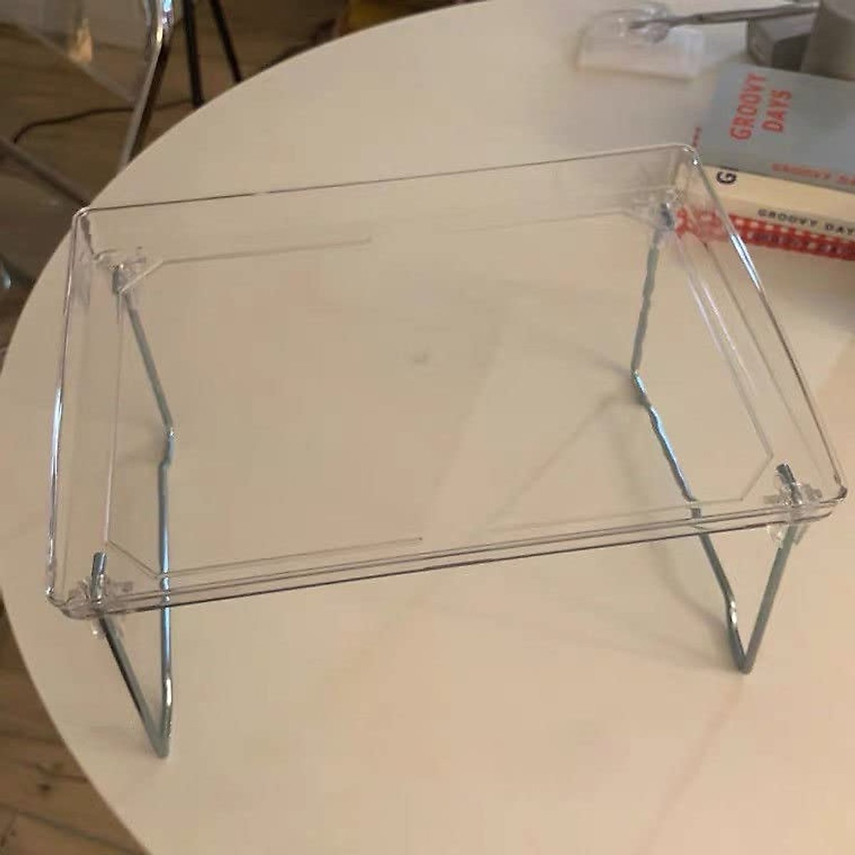 NOTIONSLAND Acrylic Folding Shelf Office Desktop Multi-Layer Transparent Storage Shelf Dormitory Table Double (Double Layer)