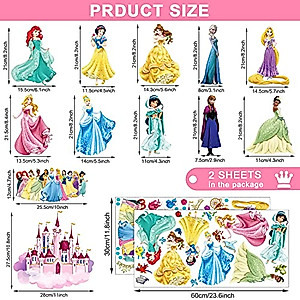 Princess Wall Decals Removable Wall Sticker Peel and Stick Wall Mural for Girls Kids Bedroom Baby Nursery Decoration
