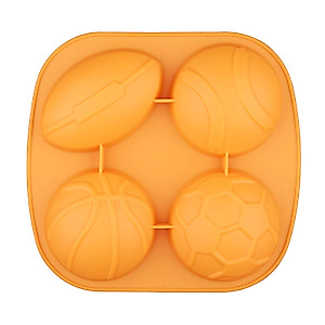 Giant Size Sports Balls Silicone Ice Cube Mold Athlete Basket Ball Rugby Tennis Soccer Football Chocolate Candy Jello Shot Mold Mini Cake Cupcake Baking Pan