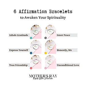 Mother's Ray True Friendship Affirmation Bracelet – Rhodochrosite and Agate Beaded Bracelets – Genuine Gemstones and Crystals Bracelet for Women – Adjustable Nylon Cord for Comfortable Wear