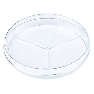 Plastic Petri Dish, 90x15mm, 3 Compartments, 3 Vents, Polystyrene, E.O. Sterile, Karter Scientific 236U2 (Pack of 10)