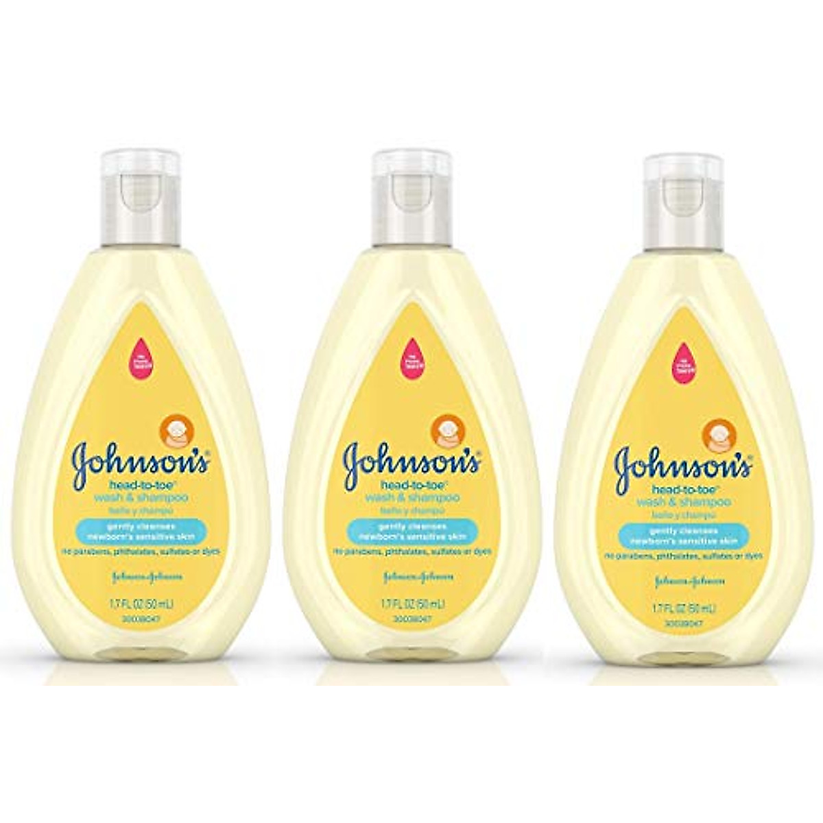 Johnsons Baby Head To Toe Wash And Shampoo 3 pack 1.7 Ounce Each