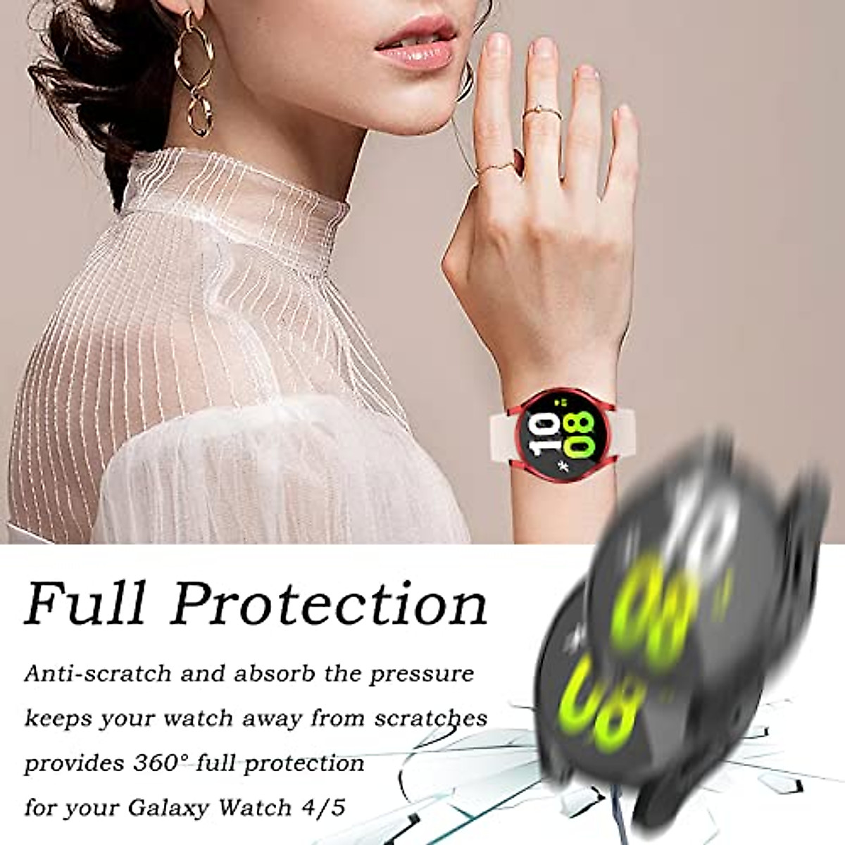 12 Pack Soft Case Compatible with Samsung Galaxy Watch FE & Galaxy Watch 5 & Galaxy Watch 4 40mm/44mm, Soft TPU All-Around Protective Bumper Built-in Screen Protector(12 Colors,40mm)