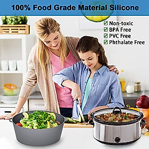 Slow Cooker Liners Fit 7-8 Quart Oval Crockpot, Reusable Silicone Crock Pot Liners Food Grade Slow Pot Accessories for Replacing Disposable Liners, Easy to Clean & Leak-Proof