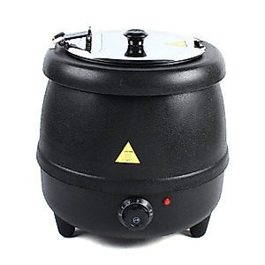 OUKANING 10L Soup Kettle, 400W PP Shell Commercial Electric Soup Warmer 110V Black Countertop Food Kettle Warmer Restaurant Stainless Steel Pot for Home & Commercial