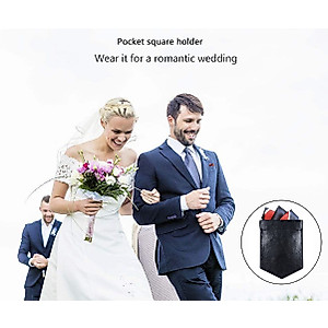 ONLVAN Pocket Square Holder Leather Slim Pocket Square Holder for Men's Suit Handkerchief Keeper (Holder Only)