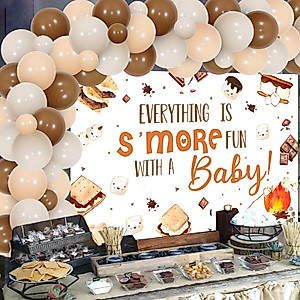 Sursurprise S’Mores Party Decorations, S’Mores Baby Shower Decor, S’More Baby Shower Backdrop Balloon Garland Arch Kit, Camping Campfire Camper Party Supplies