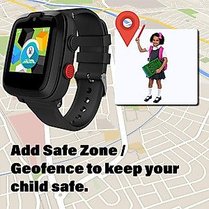 Emojikidz Kids Smartwatch with SIM Card - Ages 4-12 Years for Boys & Girls - GPS Tracking Locator SOS Alarm Remote Monitoring 2-Way Face to Face Call Voice & Video Camera Worldwide Coverage - Black